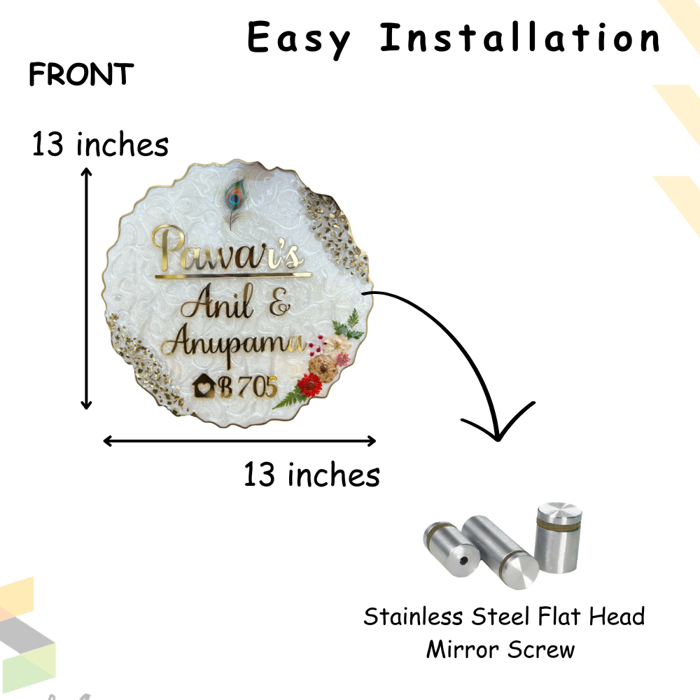 Customized Resin & Acrylic Name Plate for Home Entrance, Flat, Bungalo ...